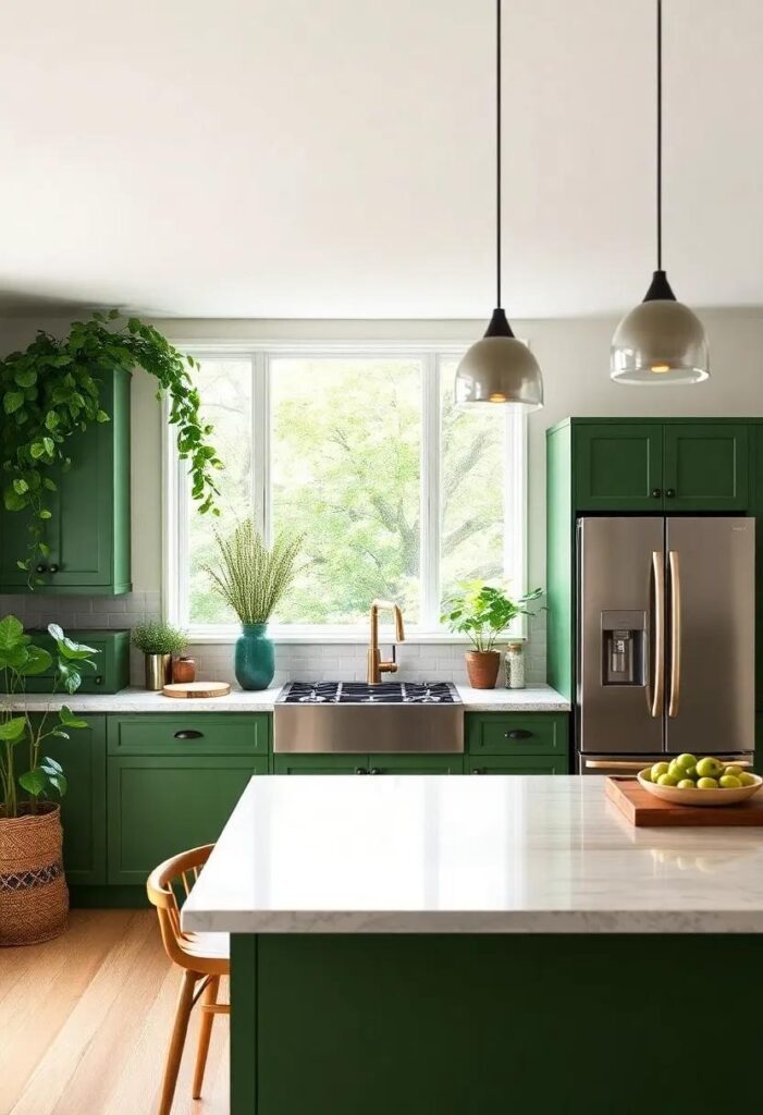 Embracing Nature: The Allure of Green in Farmhouse Kitchen Design ...