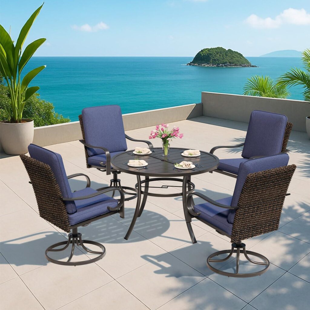 Honest Review of MELLCOM's 5-Piece Blue Outdoor Dining Set | Pros & Cons