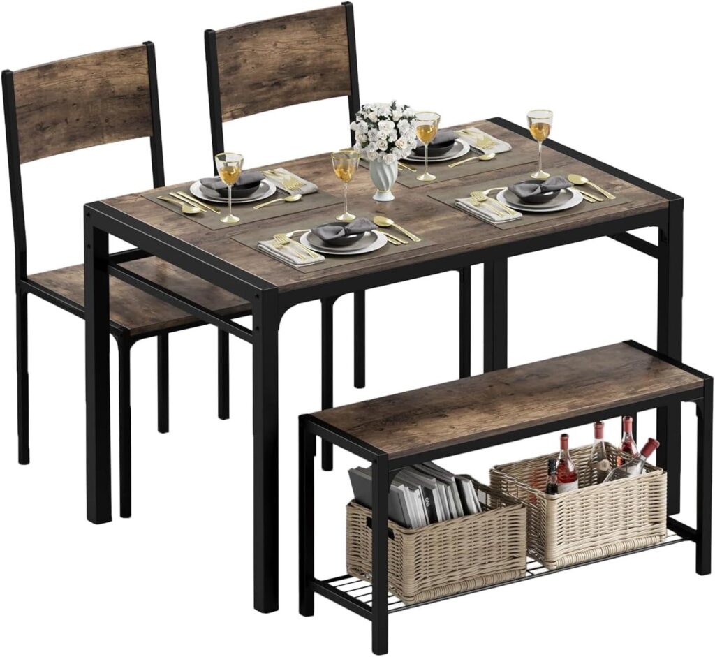 JUMMICO 43.3" Rustic Brown Dining Set Review | Perfect for Small Spaces